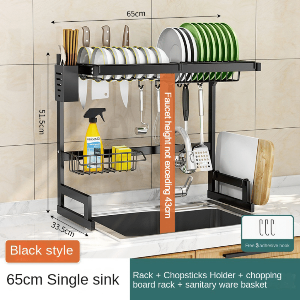 SINK TOP DISH RACK 65CM, OVER THE SINK DRYING RACK, KITCHEN ORGANIZER