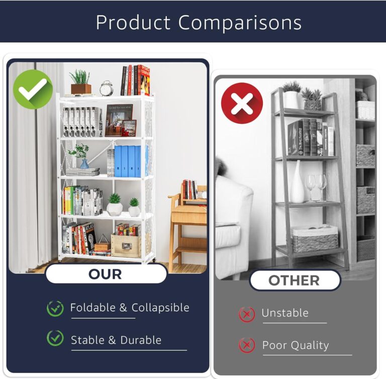 5 LAYER FOLDABLE SHELF, FOLDABLE STORAGE RACK, WHITE FOLDABLE STOARGE RACK