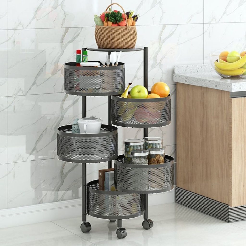 5 LAYER REVOLVING MULTI PURPOSE CART, SQUARE SHAPE 5 TIER TROLLEY ...