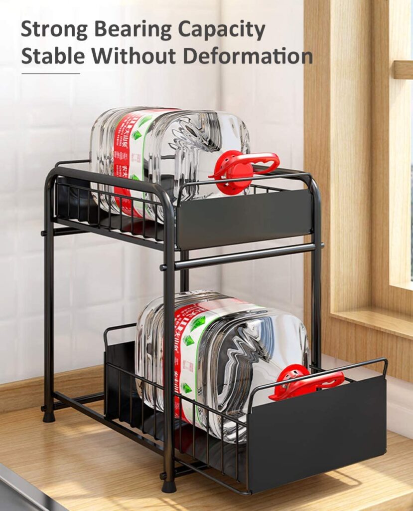 2 LAYER DRAWER PULL OUT RACK, UNDER CUPBOARD RACK, 2 TIER DRAWER ...