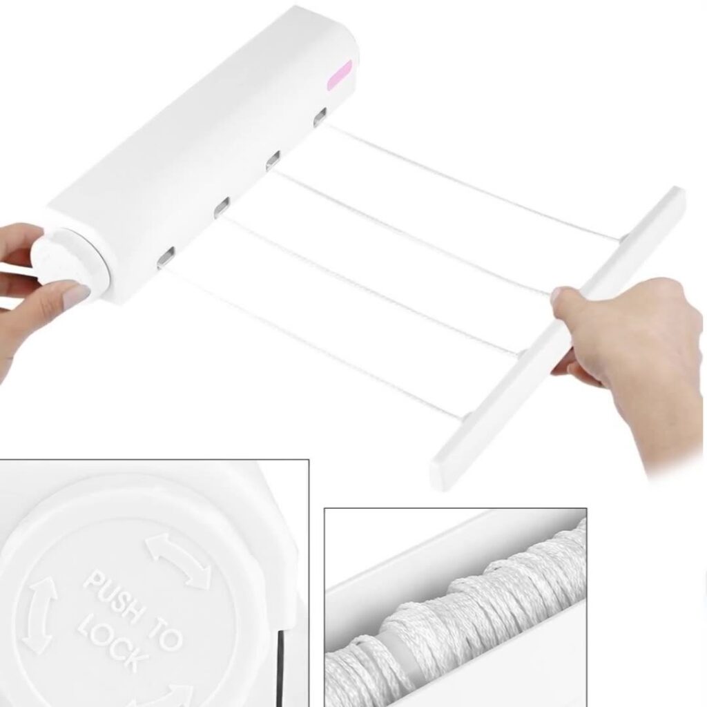 RETRACTABLE 4 LINE CLOTH LINER, INDOOR AUTOMATIC CLOTH LINE, CLOTHES ...