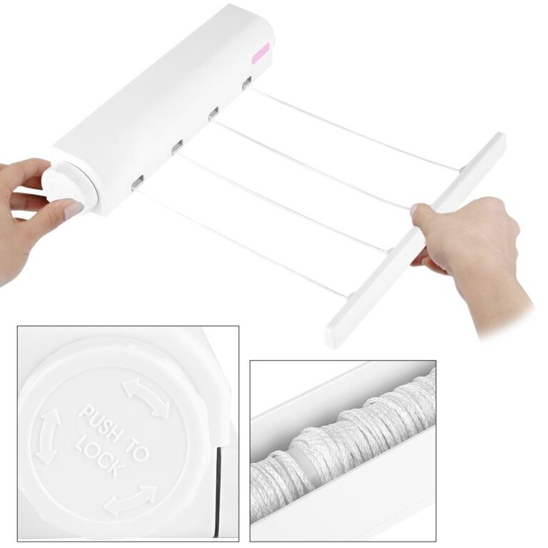 RETRACTABLE 4 LINE CLOTH LINER, INDOOR AUTOMATIC CLOTH LINE, CLOTHES ...