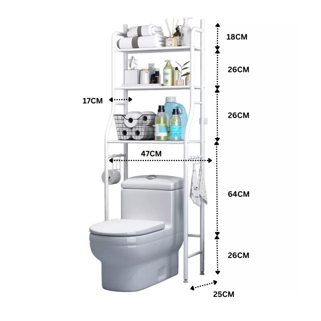 BATHROOM TOILET RACK, 3 LAYER BATHROOM ORGANIZER, OVER THE TOILET RACK ...