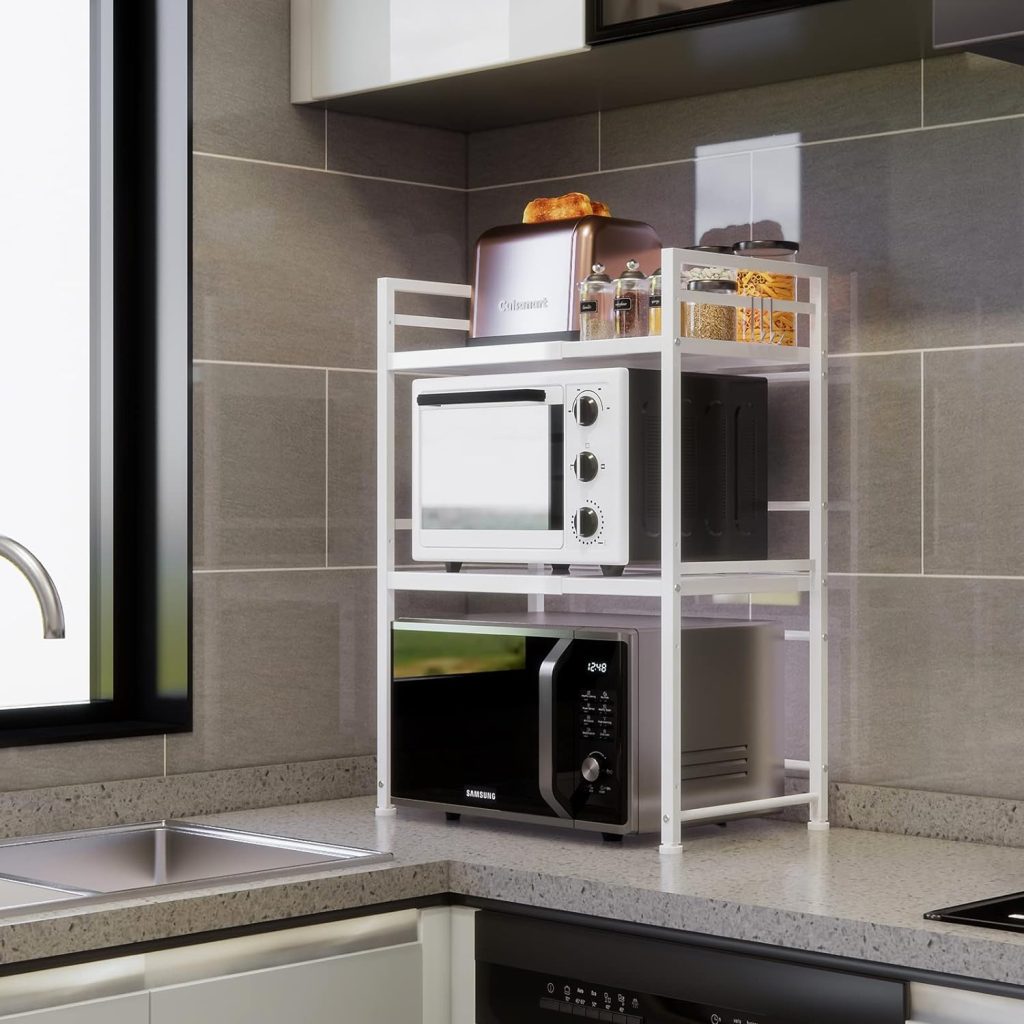 DOUBLE LAYER MICROWAVE OVEN RACK, ADJUSTABLE OVEN RACK, 2 TIER OVEN ...