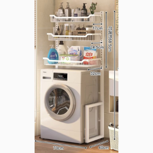 3 TIER WASHING MACHINE RACK, BASKET STORAGE REMOVABLE SHELF, DURABLE ...