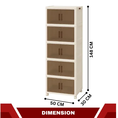 5 TIER PLASTIC STORAGE BOX, 45 CM LENGTH, WITH 2 PULL OUT DOOR AND ...