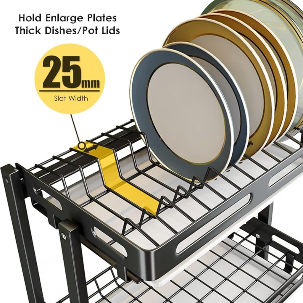 FOLDABLE DISH RACK – WALL MOUNT & COUNTERTOP PLATE RACK FOR KITCHEN