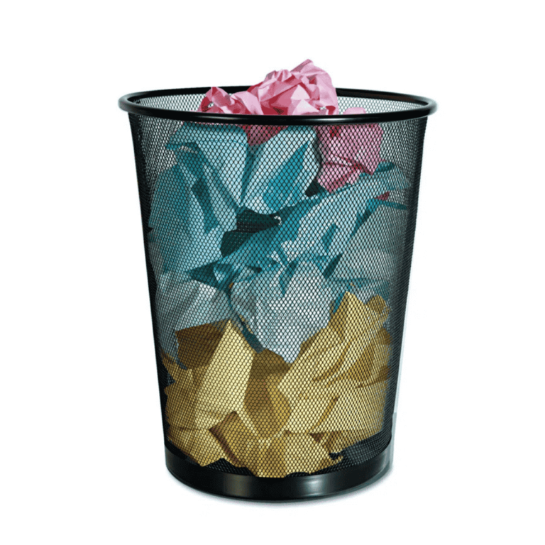 Round Metal Wire Mesh Trash Can - Carbon Steel Dust Bin for Home & Office