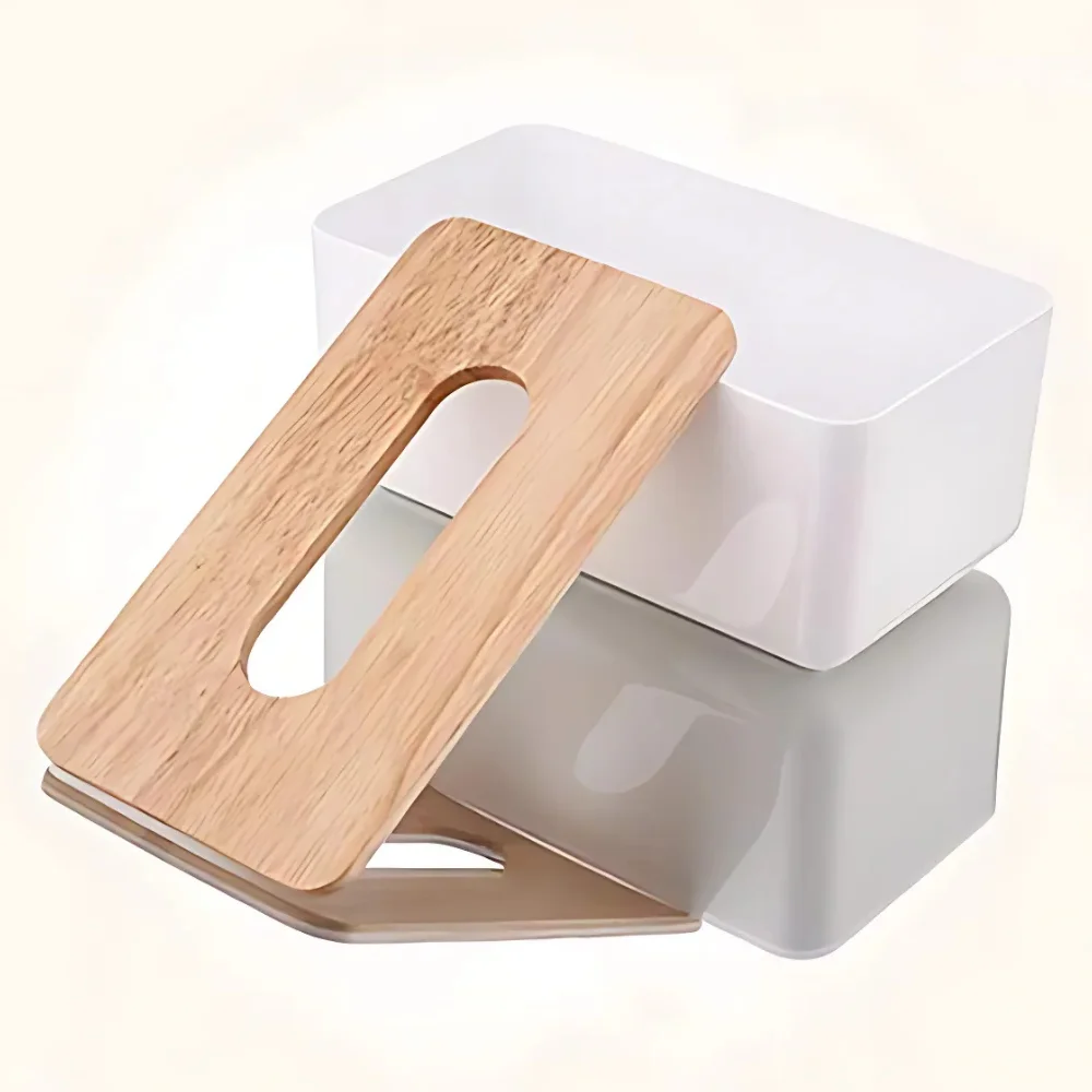Buy Large Bamboo Tissue Box in Sri Lanka – Elegant White & ABS Design ...