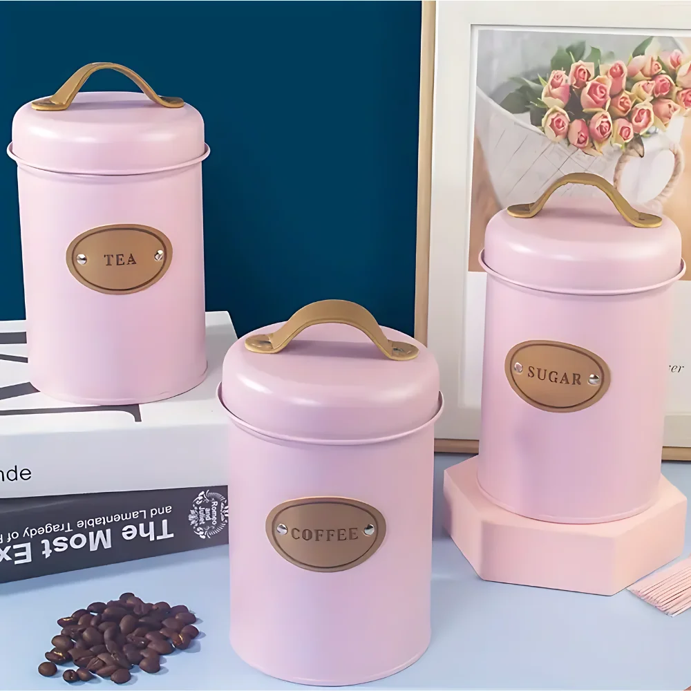 Order Now Pink Airtight Food Storage Canister Set | racks.lk