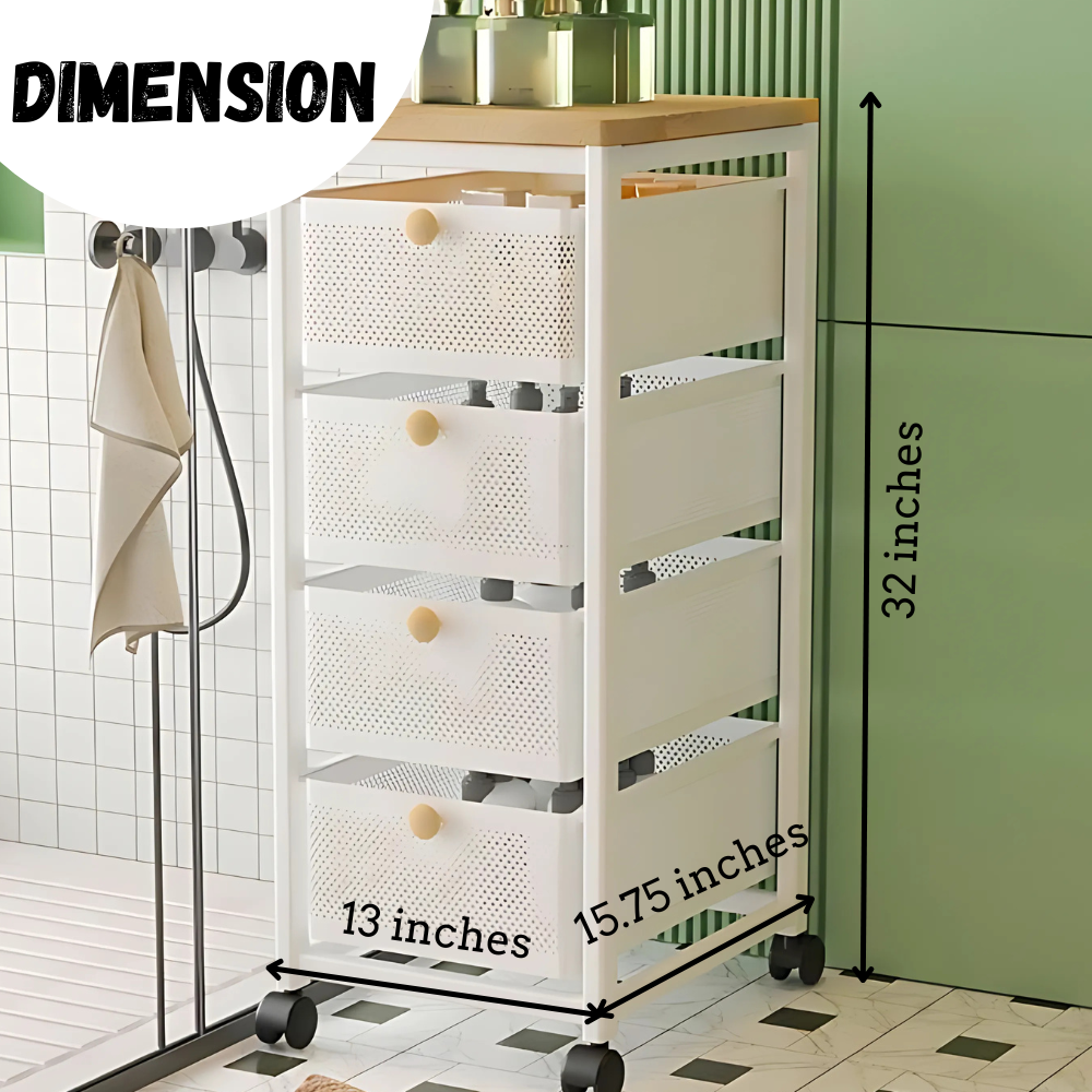 White Slim Steel Storage Rack in Sri Lanka | 4-Layer Drawer Organizer ...